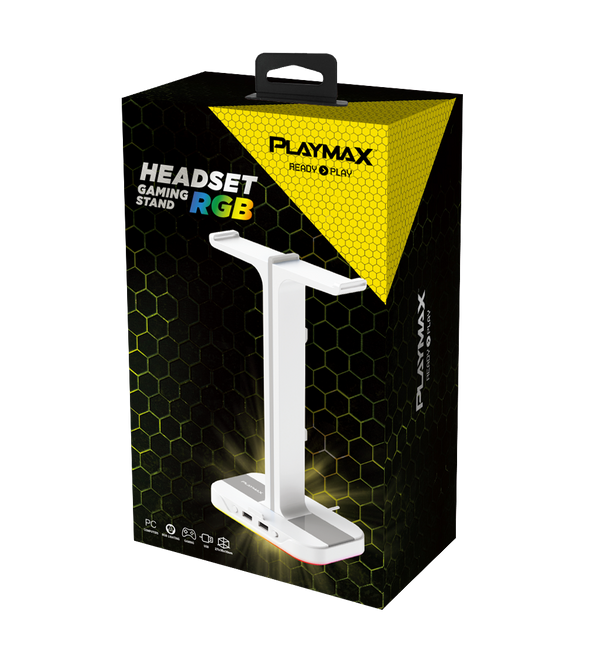 PLAYMAX PRO RGB HEADSET STAND - WHITE - PLAYMAX GAMING
